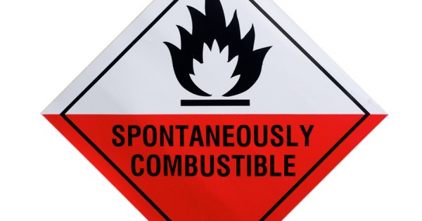 Hazard Diamond Label Two Colour - Spontaneously Conmbustible